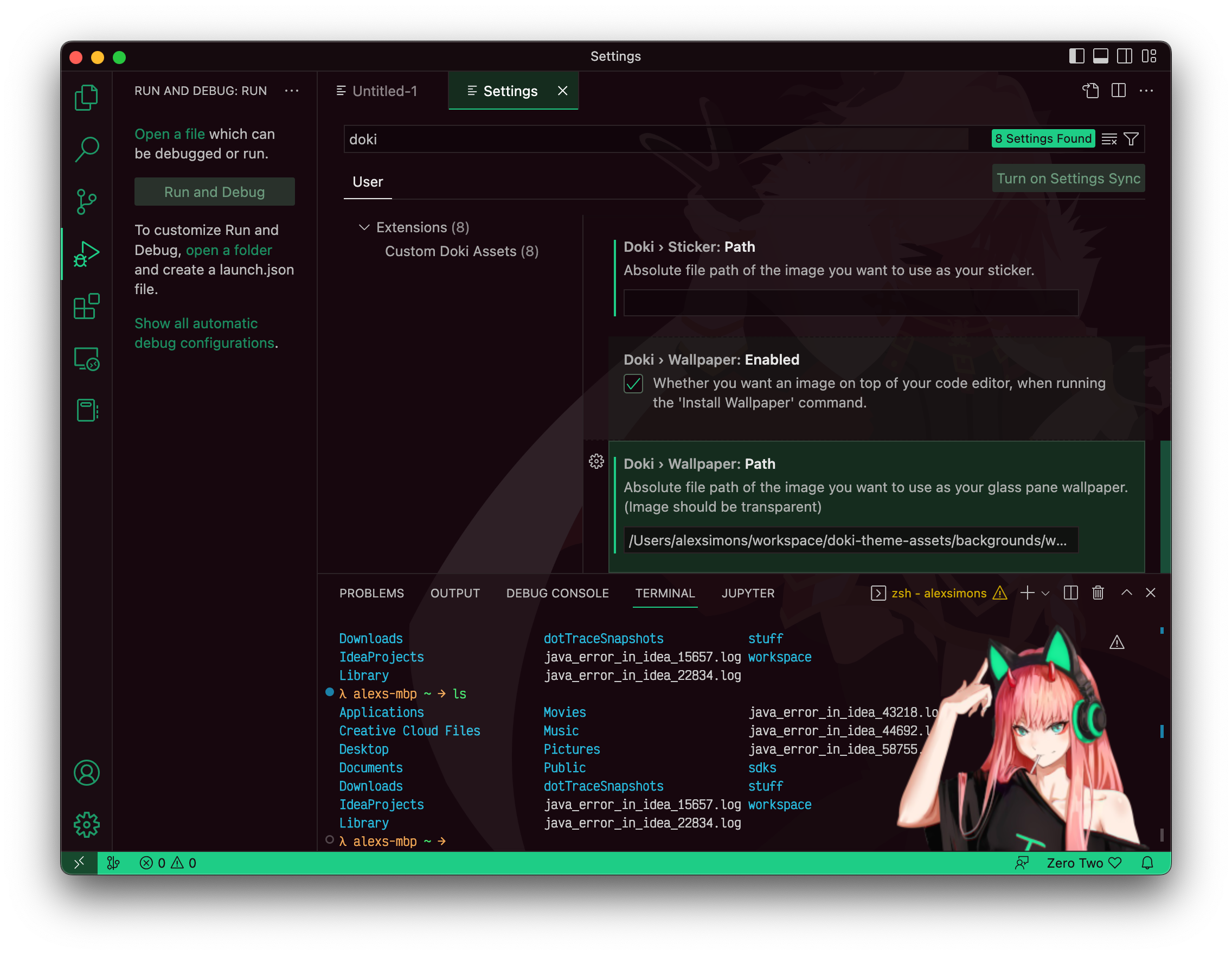 The Content Of The Terminal Is Not Visible · Issue 178 · Doki Themedoki Theme Vscode · Github 