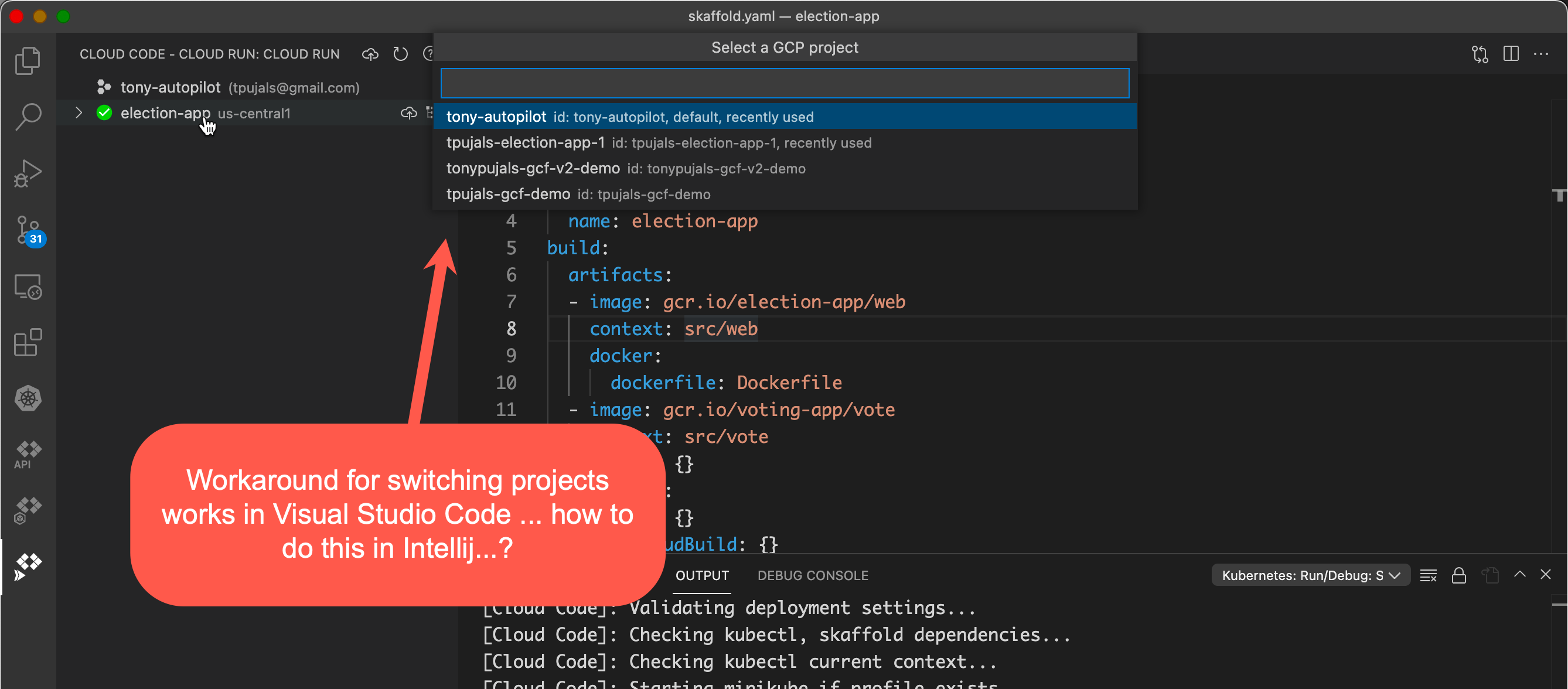 Deploy fails apparently because the wrong project is being used for ...