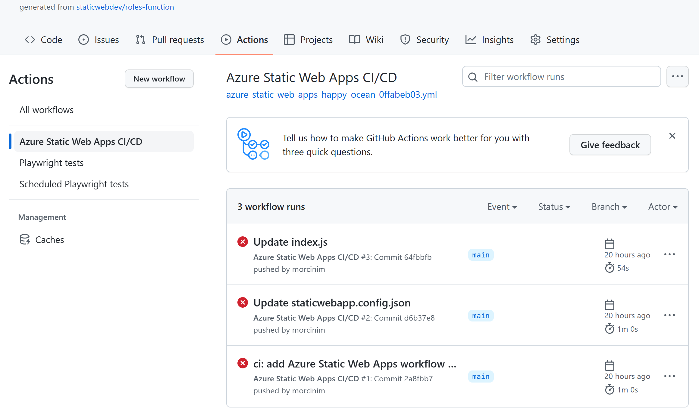 Tutorial Does Not Work As Github Actions Fail · Issue 103885 · Microsoftdocsazure Docs · Github