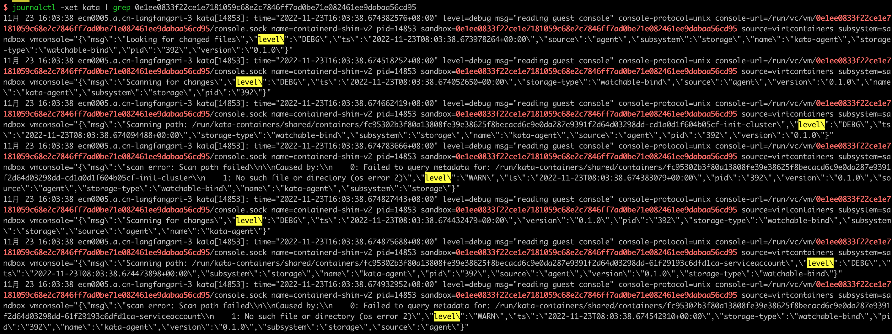 kubectl exec -it 卡死。kata-runtime exec可以进入 · Issue #5724 · kata-containers/kata-containers · GitHub