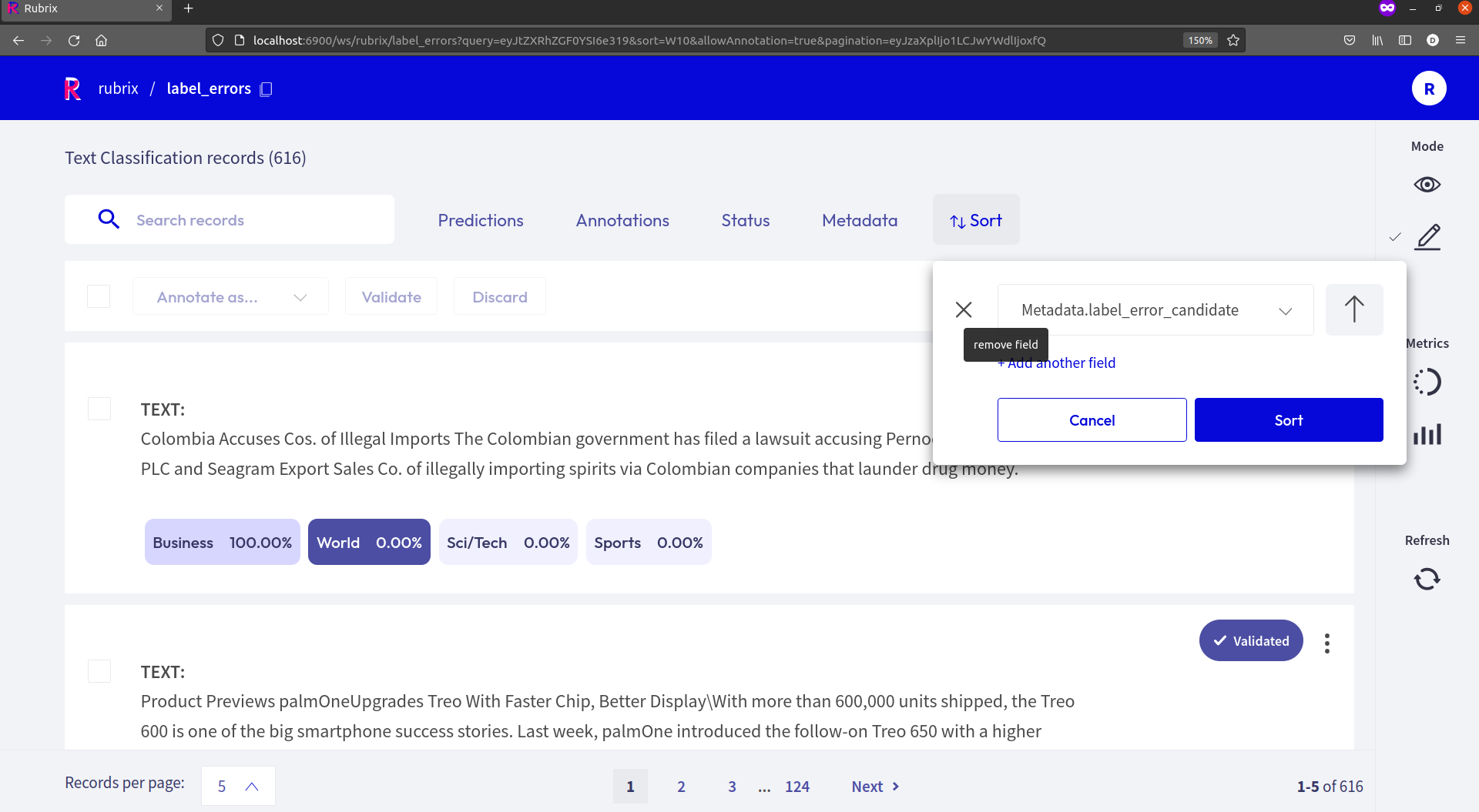 [Sort] List of records not refreshed when removing sort field · Issue #831 · argilla-io/argilla ...