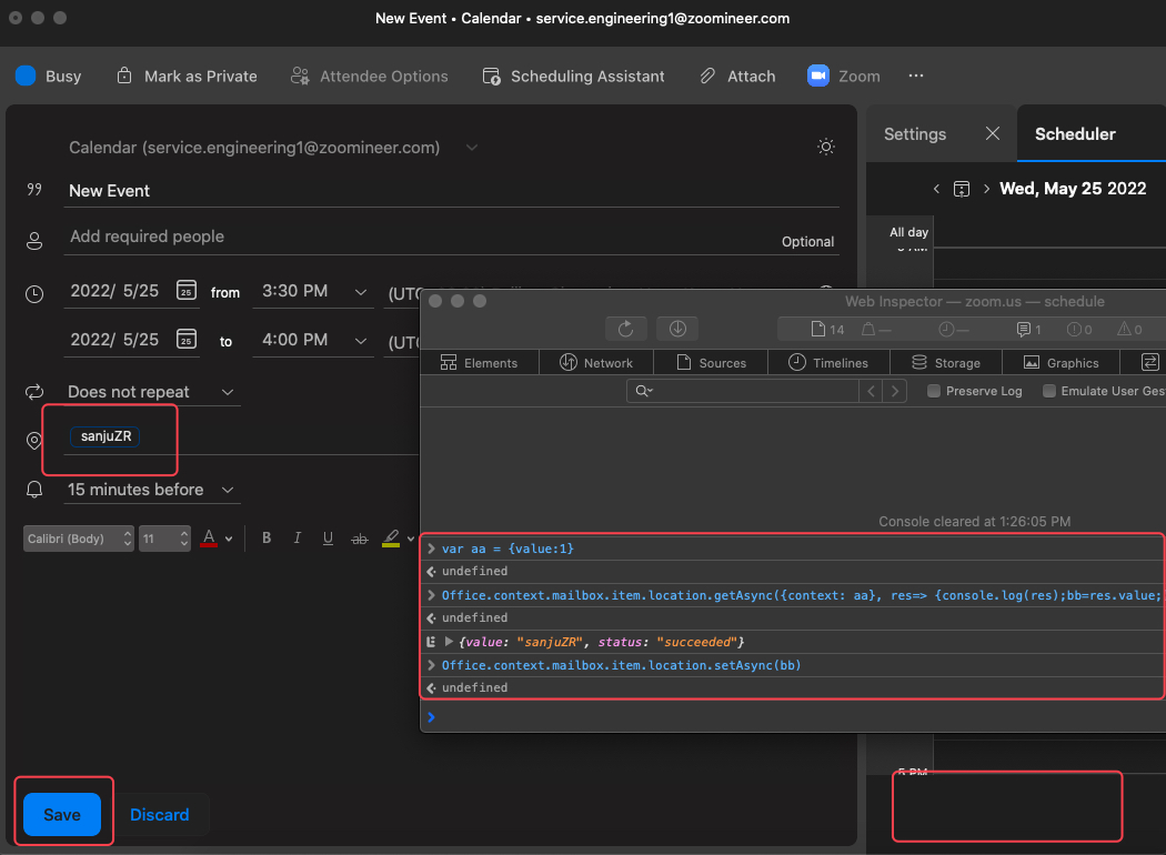 [Outlook] location.getAsync get a strange result when using 'Scheduling Assistant' on Mac ...