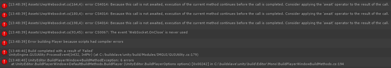 Issue regarding await when building · Issue #7 · SoylentGraham/Websocket-Sharp-UWP · GitHub
