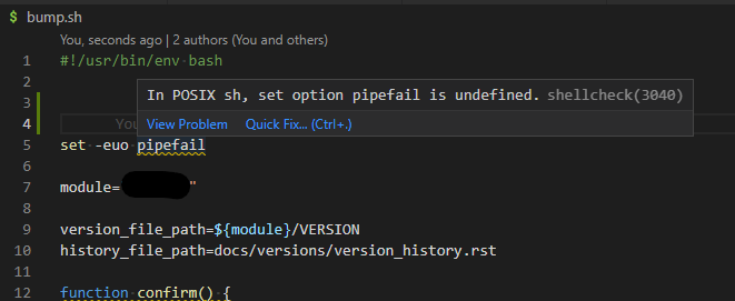 Posix Sh Issues Flagged In Bash Script · Issue 437 · Vscode Shellcheck Vscode Shellcheck · Github