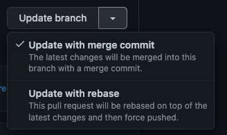 Remove Update actions on PRs where main requires linear history or ...