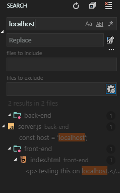 Search pane exclude filter does not work in multi-root workspaces ...
