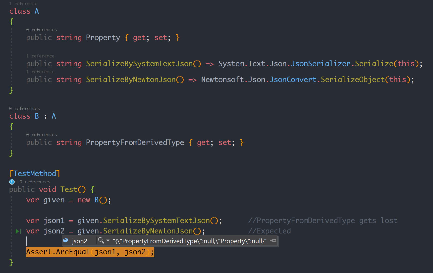 property in derived type gets lost when serializing when using keyword 'this', which behaves ...