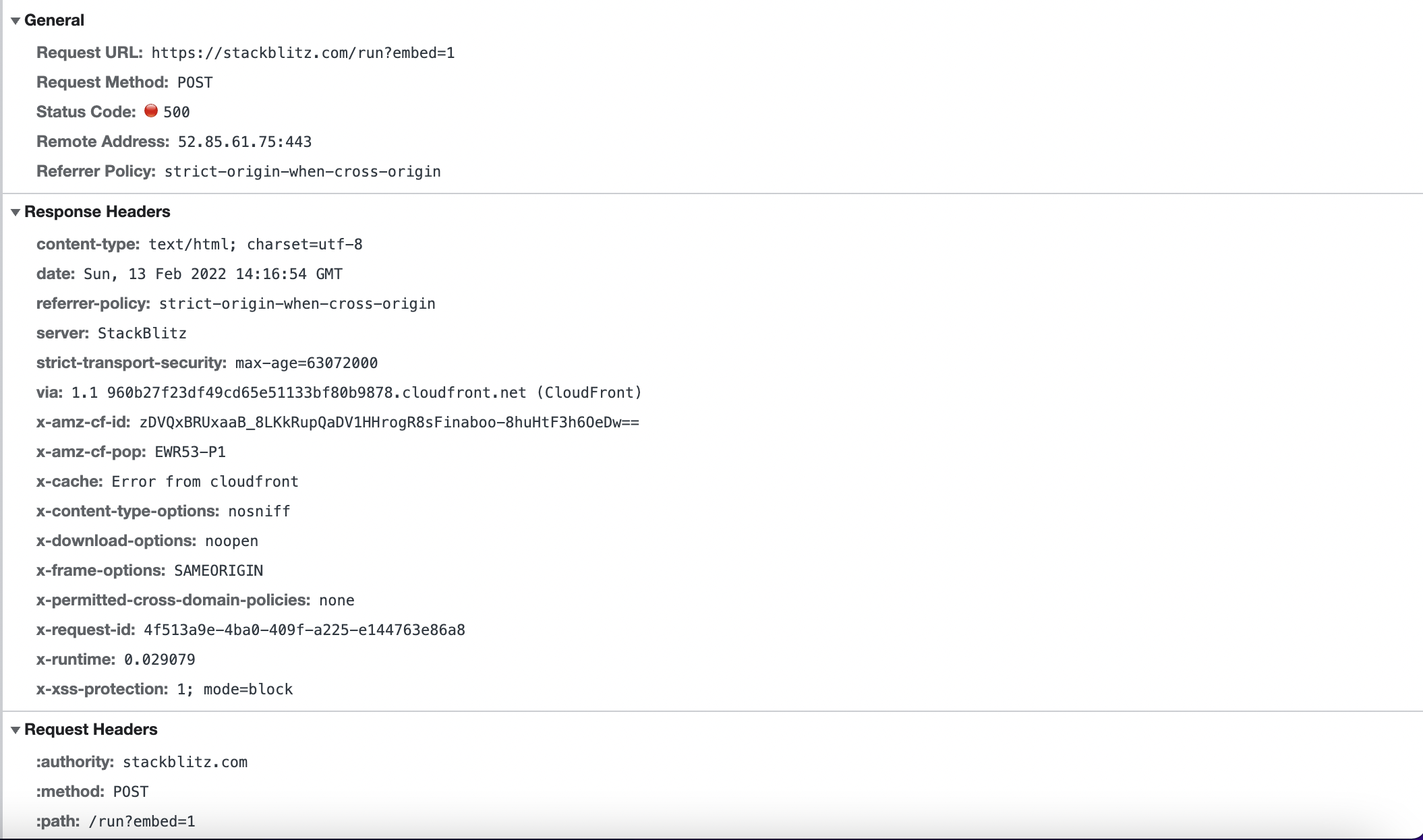 Stackblitz embed route returning 500 for past 4 days and failing to display · Issue #1743 ...