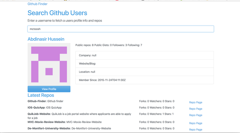 GitHub - mctoosh/Github-Finder: Github finder