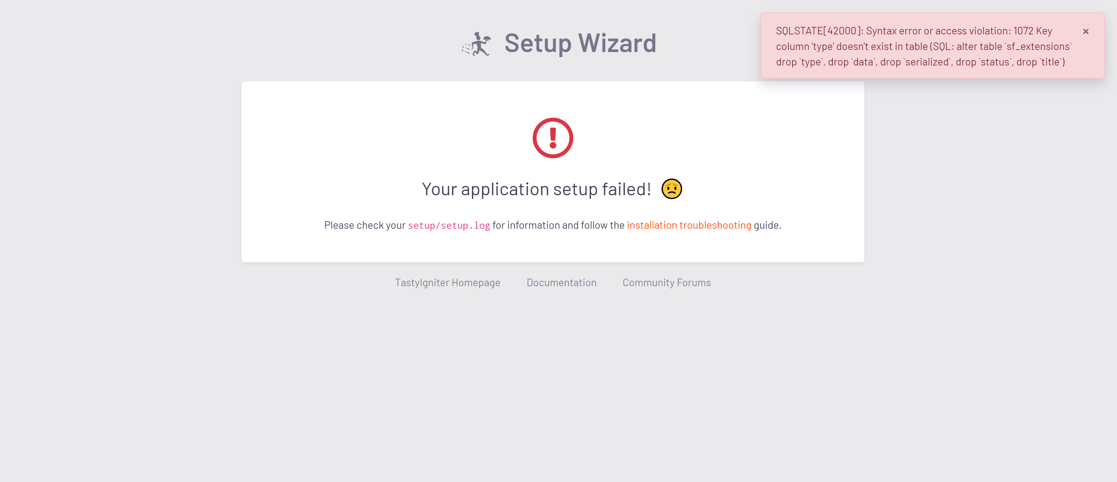 Installation setup issue · Issue #431 · tastyigniter/TastyIgniter · GitHub