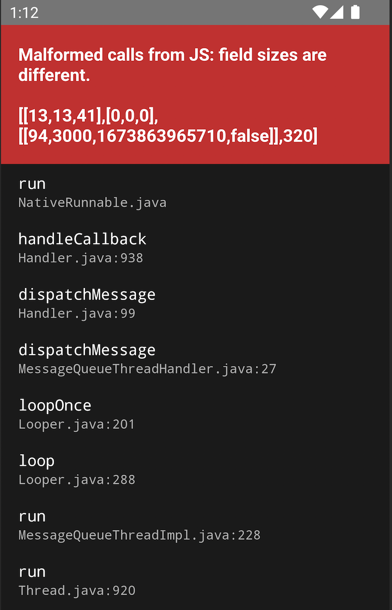 Android - Malformed calls from JS: field sizes are different · Issue #2751 · getsentry/sentry ...