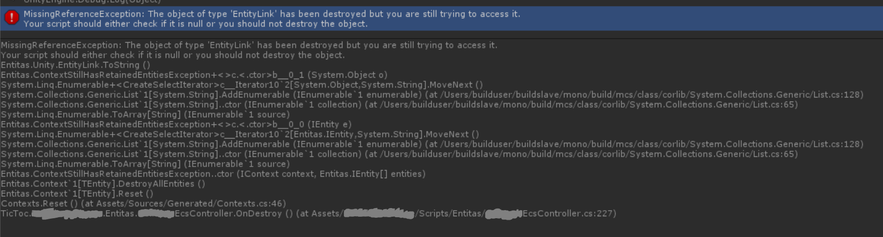 Entity Link - Still Retaining Entities on Destroy · Issue #320 · sschmid/Entitas · GitHub