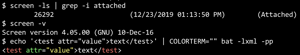 Bat is not showing his interface with GNU screen · Issue #769 · sharkdp/bat · GitHub