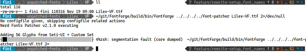 Lilex VF can not be patched · Issue #709 · ryanoasis/nerd-fonts · GitHub