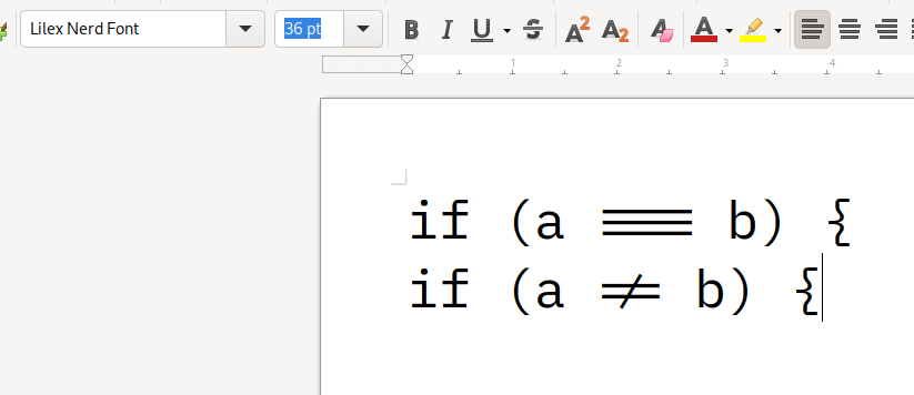 Lilex font ligatures have alignment issues · Issue #988 · ryanoasis ...