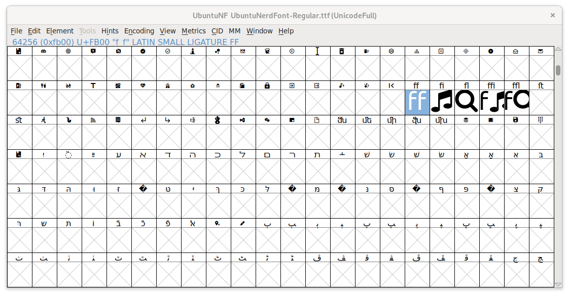 Ubuntu Nerd Font having issues with ligatures displaying fi and fl ...