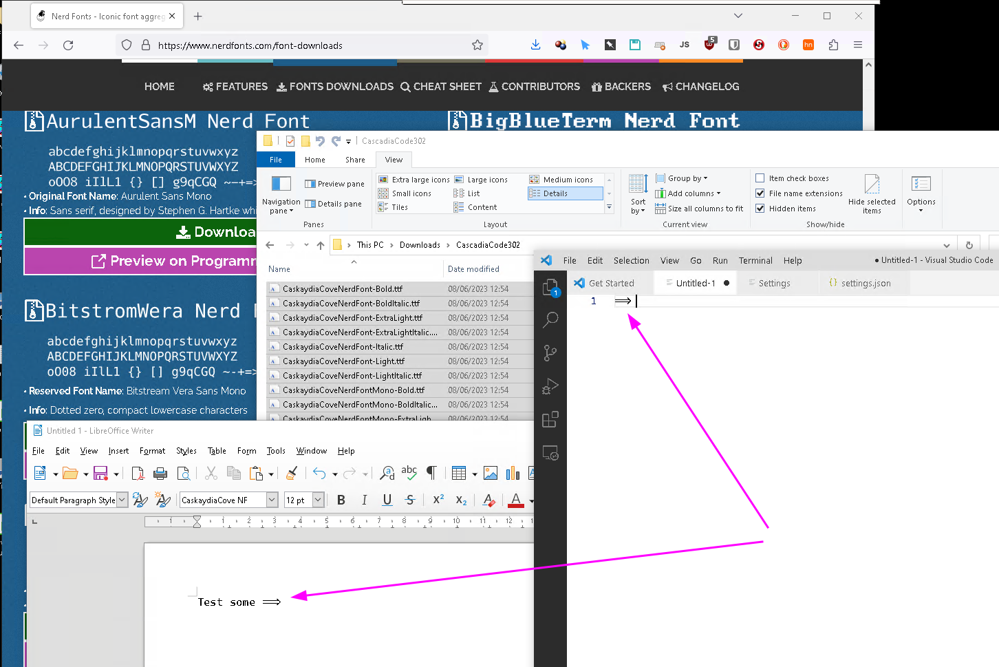 Caskaydia Cove introduces ligature issue not in Cascadia Code · Issue #1291 · ryanoasis/nerd ...
