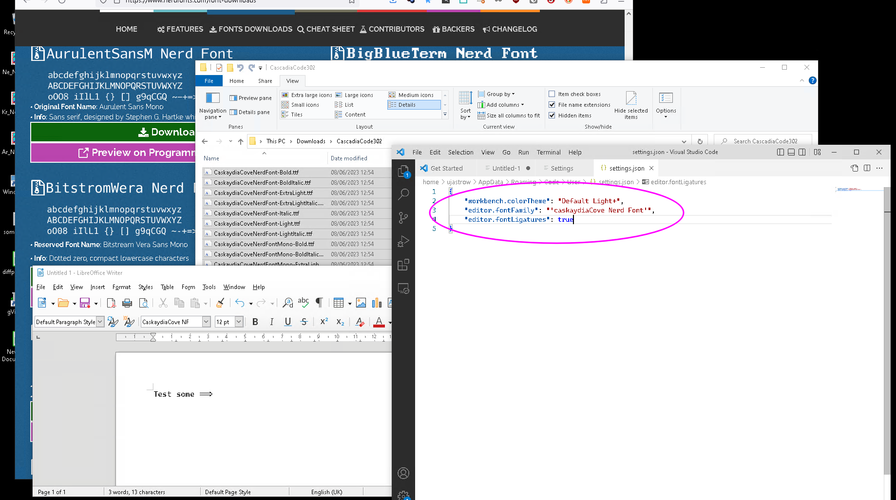 Caskaydia Cove introduces ligature issue not in Cascadia Code · Issue #1291 · ryanoasis/nerd ...