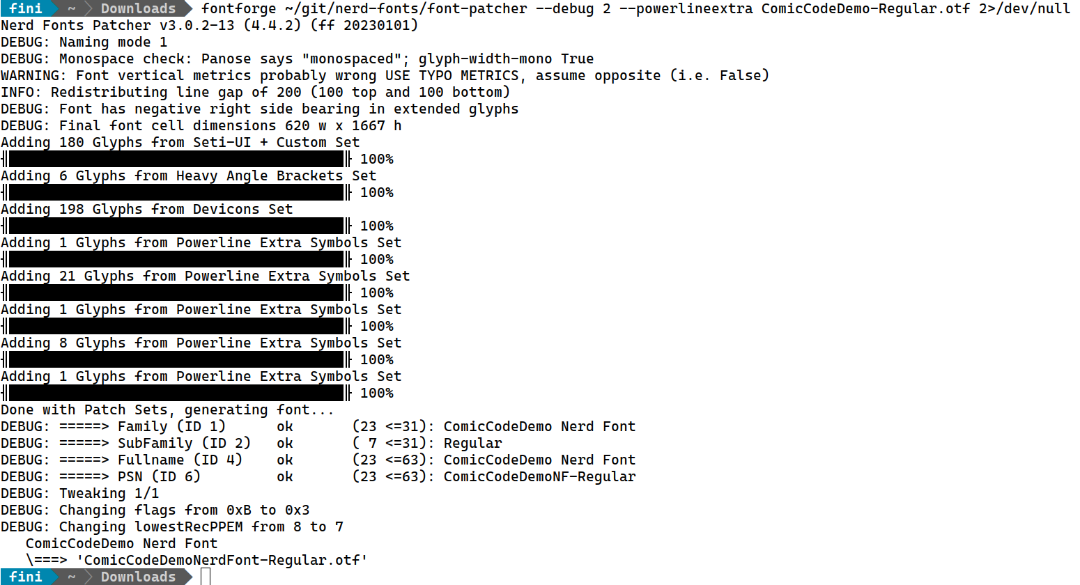 Need help with patching Comic Code - Incorrent glyph rendering. · ryanoasis nerd-fonts ...