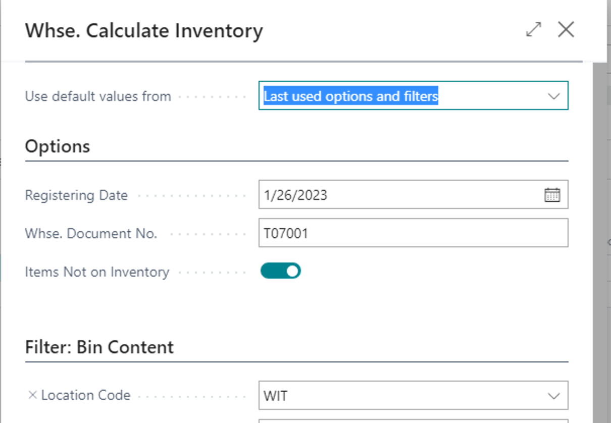 Bug Report 7390 Whse Calculate Inventory Items Not On Inventory Not Working From 181