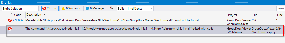 The command "..\node\win\node.exe ..\npm\bin\npm-cli.js install" exited with code 1. · Issue #61 ...