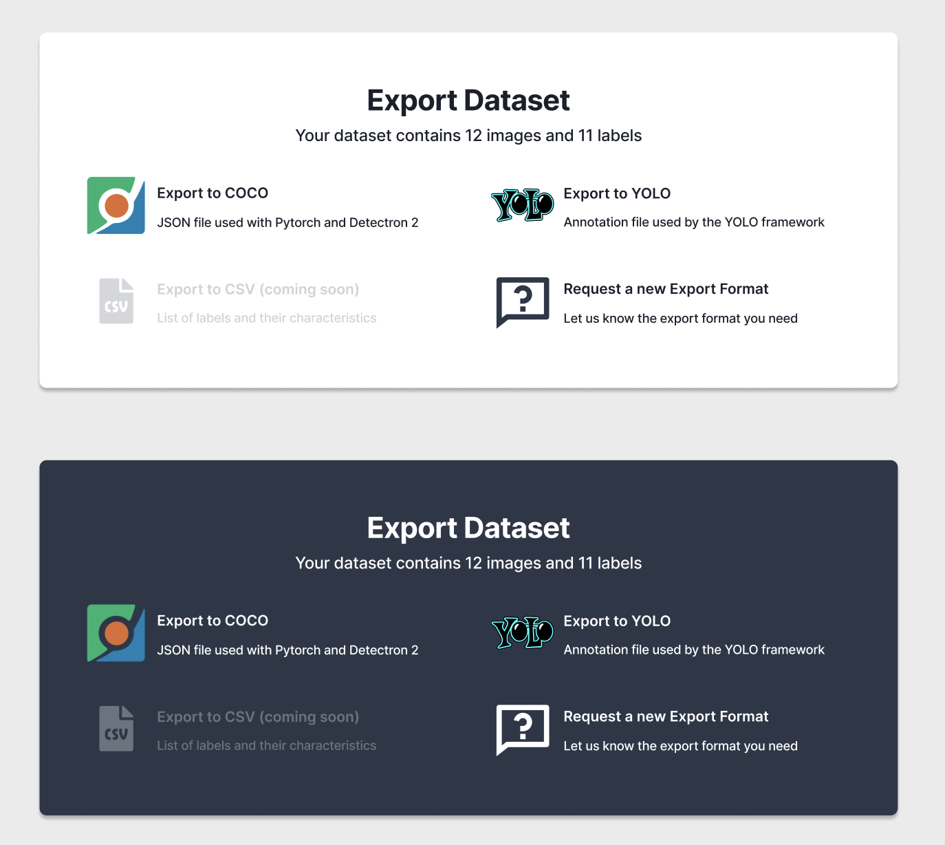 Add an export format button directing to Canny · Issue #852 · labelflow/labelflow · GitHub