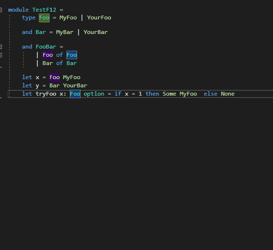 F12 / Go to definition does not go to the definition of a DU when types are combined with "and ...