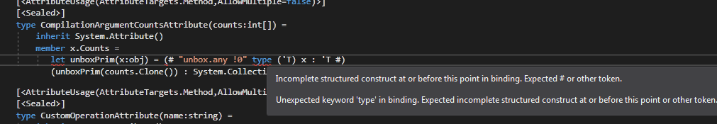 VS2017 15.4.0 P2 + current nightlies chokes on compiler-specific syntax for ILASM like ...