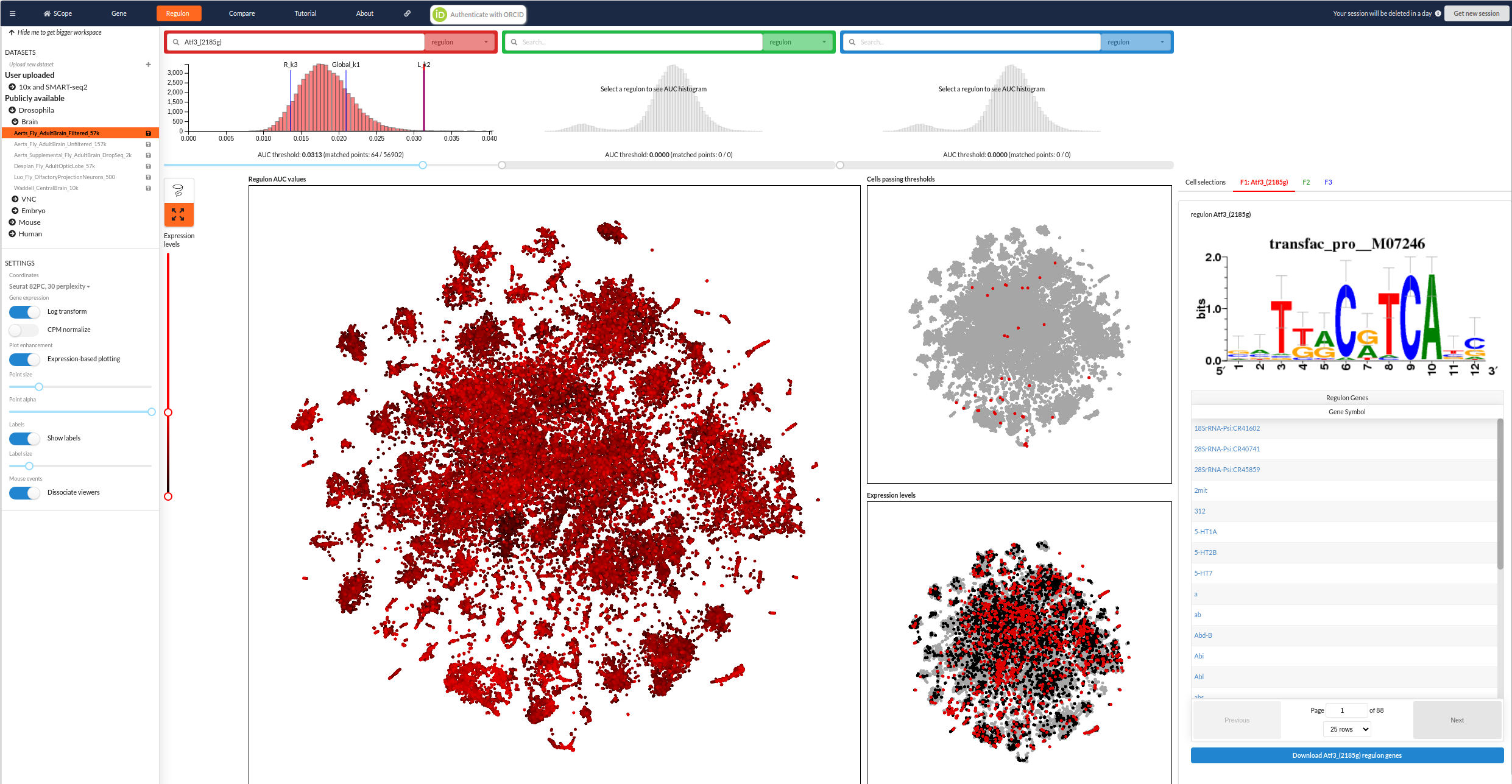 Regulon exploration tab not working on web application · Issue #411 · aertslab/SCope · GitHub