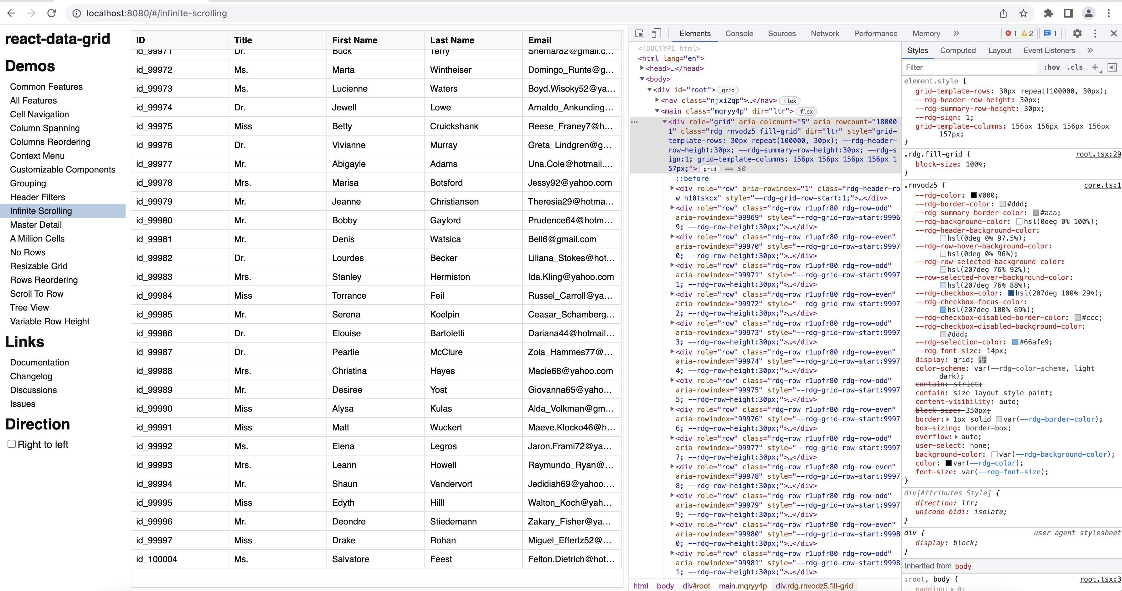 Unable to load more than 100000 rows. · Issue #2903 · adazzle/react-data-grid · GitHub