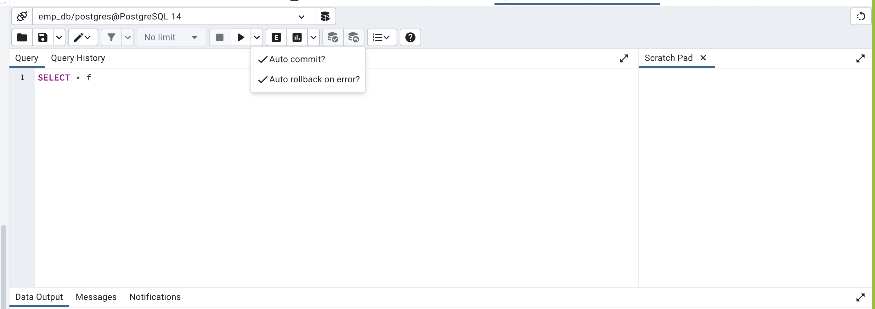 Query tool does not commit after every statement · Issue #5497 · pgadmin-org/pgadmin4 · GitHub