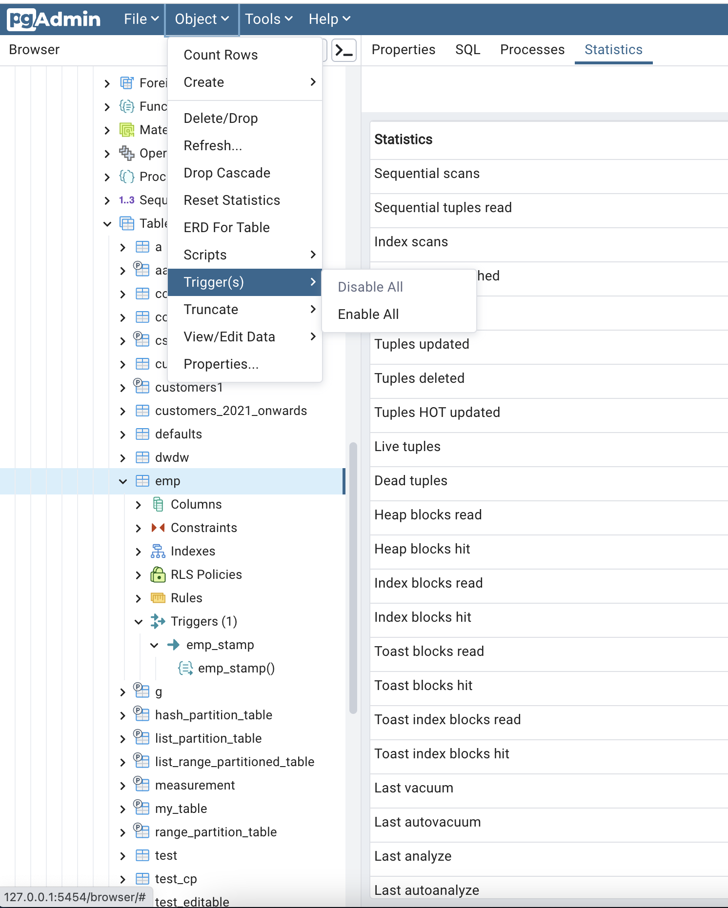 Actions performed on tree node does not update context/ menu bar options · Issue #5626 · pgadmin ...
