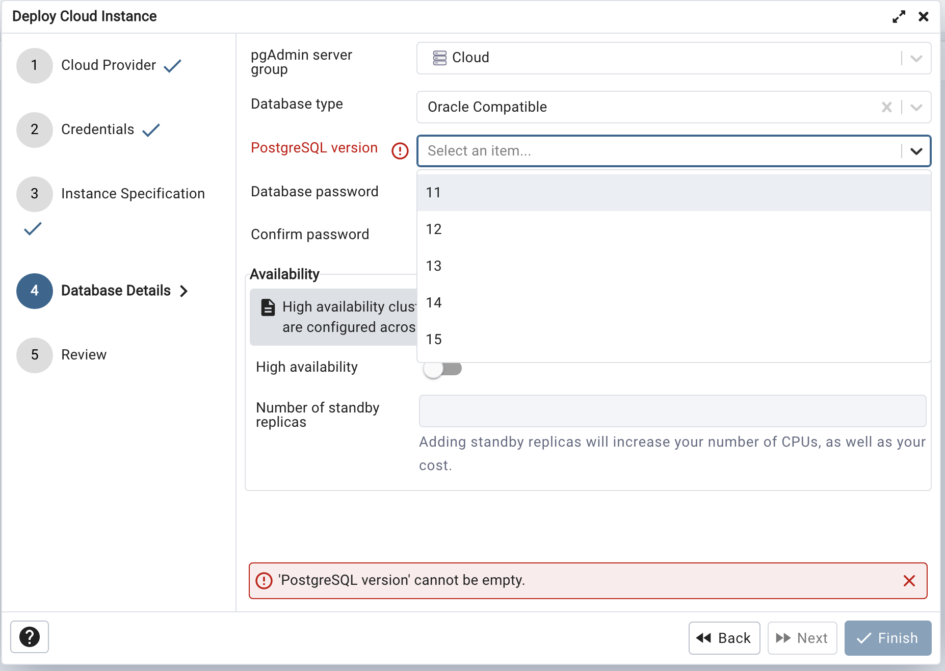 Biganimal: Version 15 is listed for oracle compatibile database type. · Issue #5637 · pgadmin ...