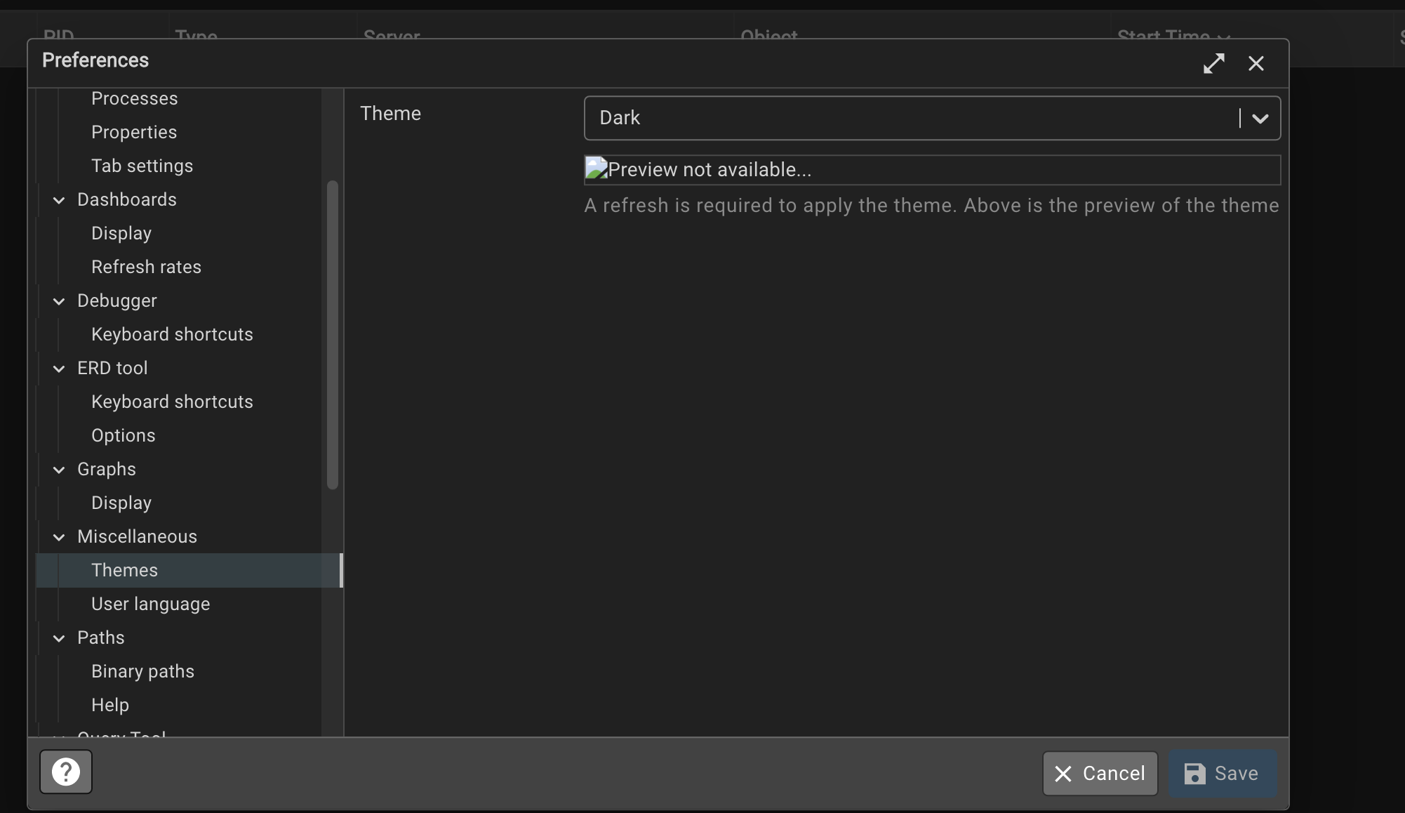 Preview images are missing in Preferences > Miscellaneous > Themes · Issue #6363 · pgadmin-org ...