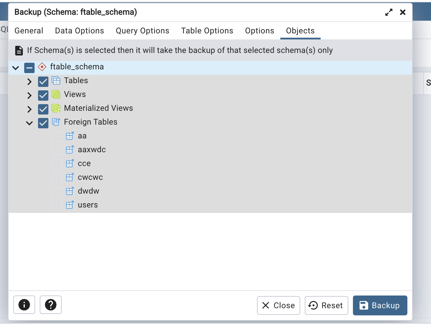 Backup Object allow select/deselect objects (RM #1761) · Issue #642 · pgadmin-org/pgadmin4 · GitHub