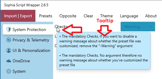 Sophia Script Wrapper 2.6.5 : tooltips are not displayed when hovering ...
