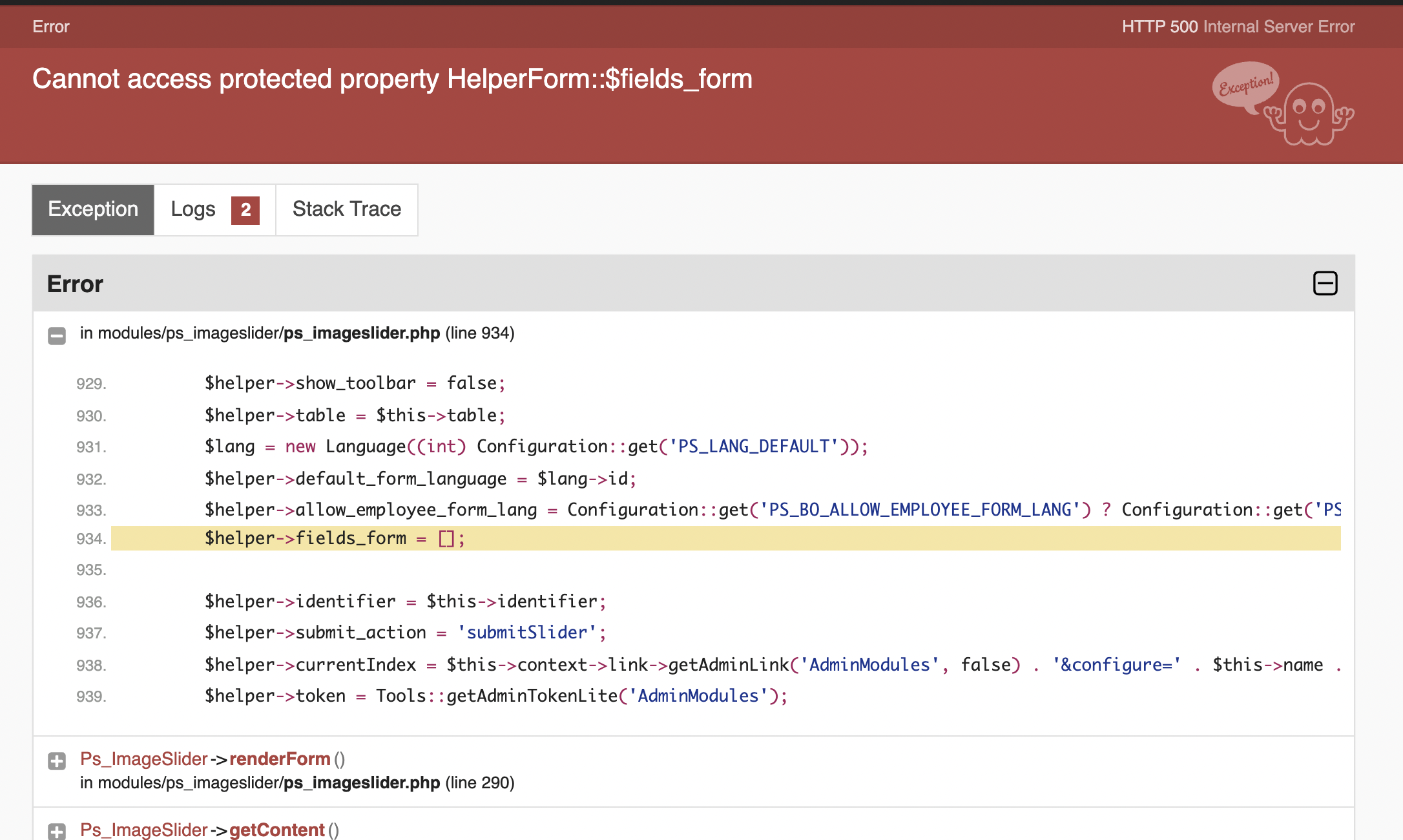 ps_imageslider - BO Configuration throws an exception · Issue #27423 · PrestaShop/PrestaShop ...