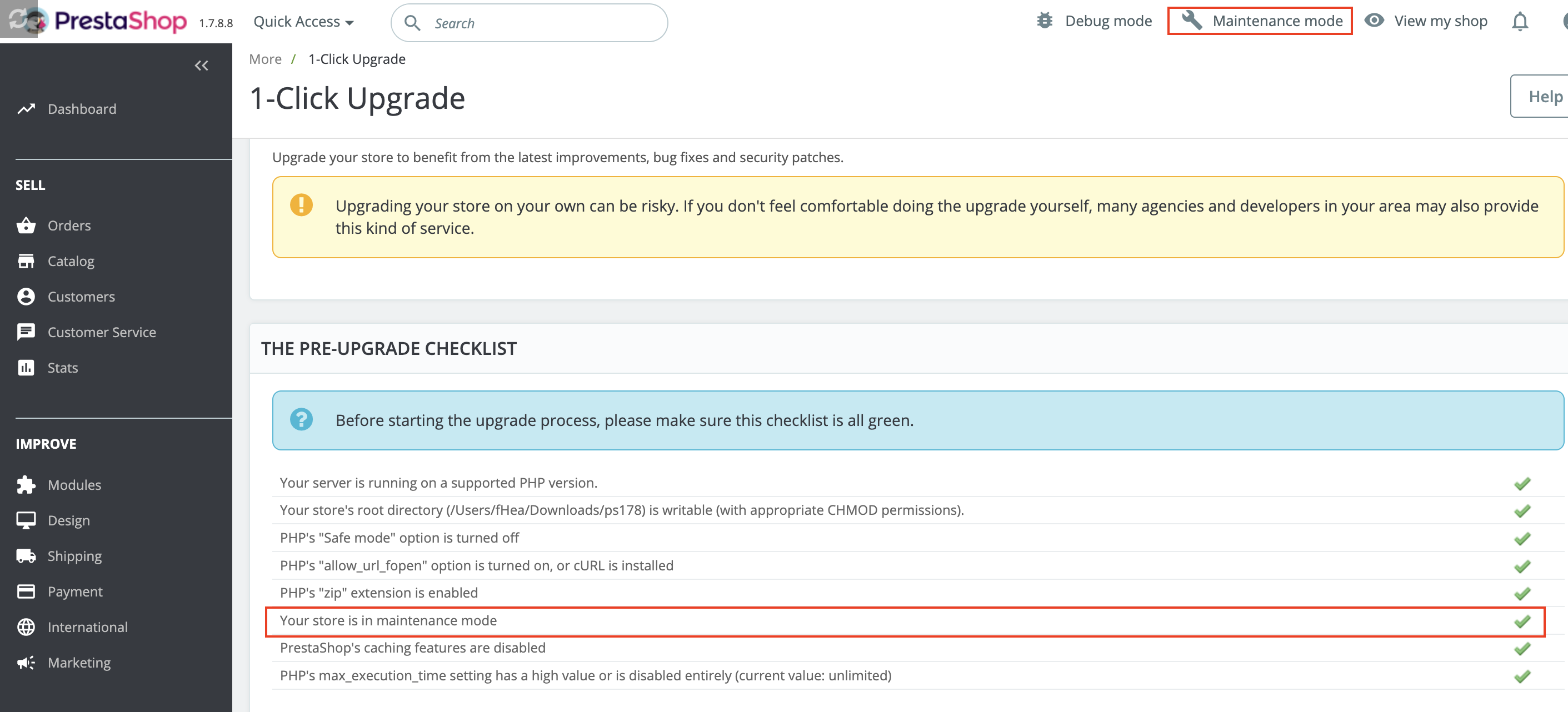click upgrade v4.15 maintenance website · Issue #30680 · PrestaShop/PrestaShop · GitHub