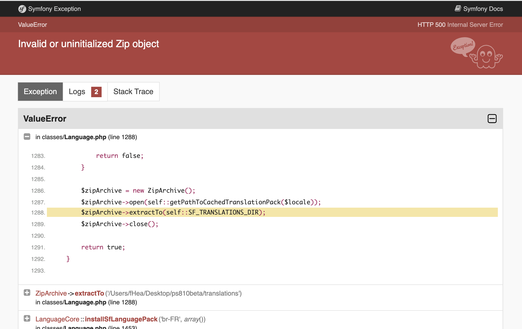 BO - Translations - 2 Exceptions displayed when trying to add/update language Breton · Issue ...