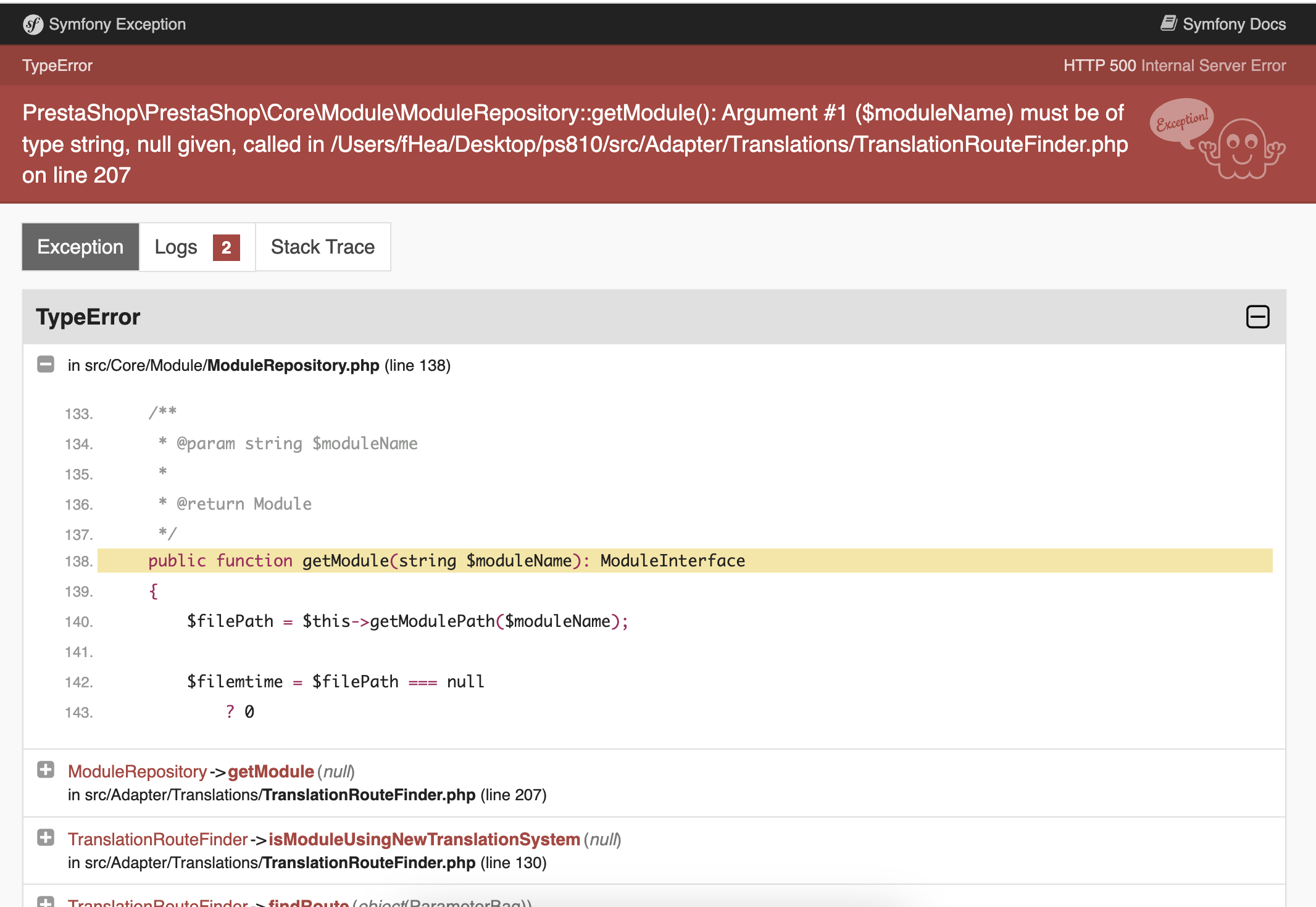 BO - Exception found when all fields are not displayed in Modify translation of installed ...