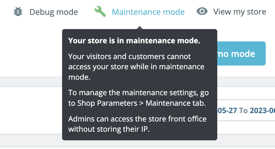 In Description Onhover Maintenance Mode Button · Issue 32794 · Prestashopprestashop · Github