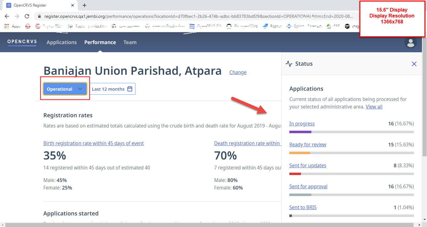 Performance tab info gets overlapped when open status bar in specific display size. · Issue ...