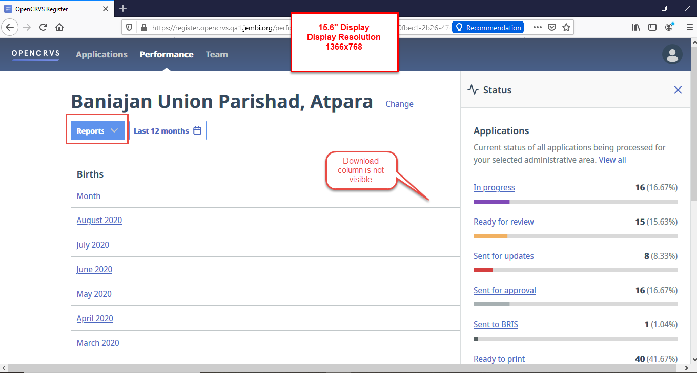 Performance tab info gets overlapped when open status bar in specific display size. · Issue ...