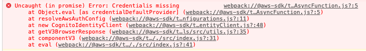 "Error: Credentialis missing" when CognitoIdentityClient is called in browser/ReactNative ...