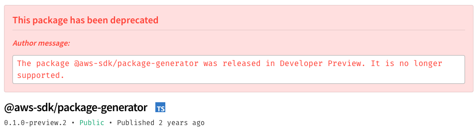 Deprecate non-smithy preview versions · Issue #1397 · aws/aws-sdk-js-v3 · GitHub