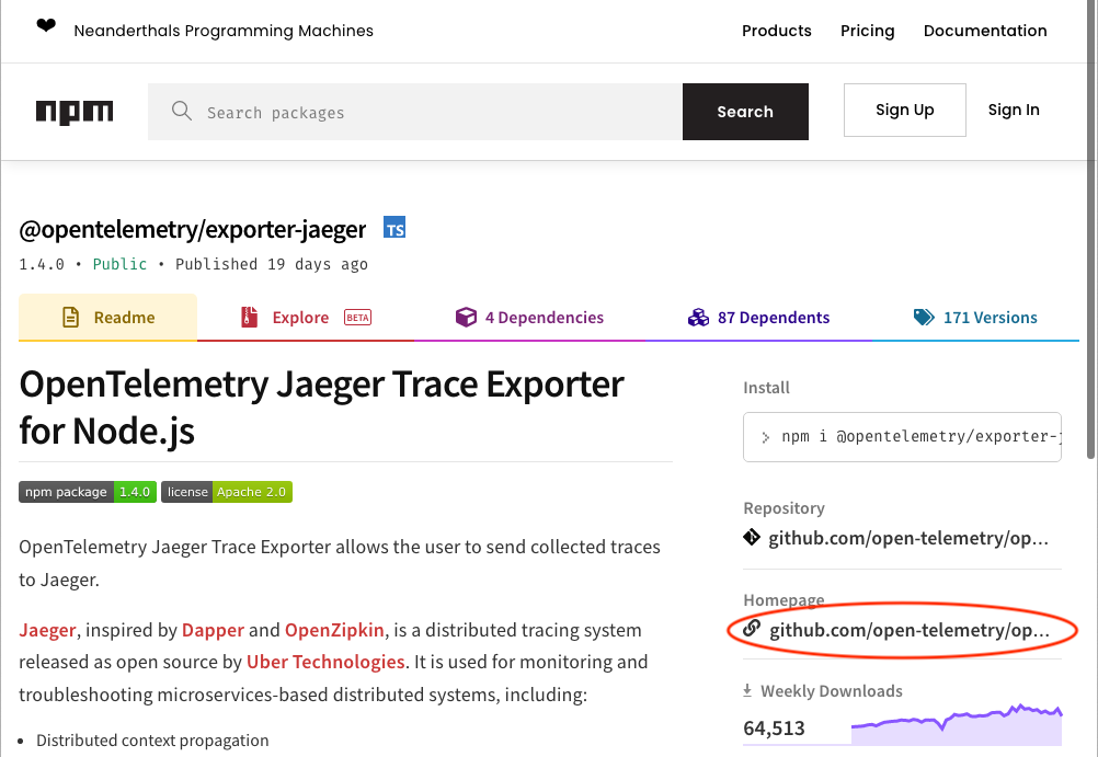 The URL for homepage should link to package inside monorepo · Issue #3113 · open-telemetry ...