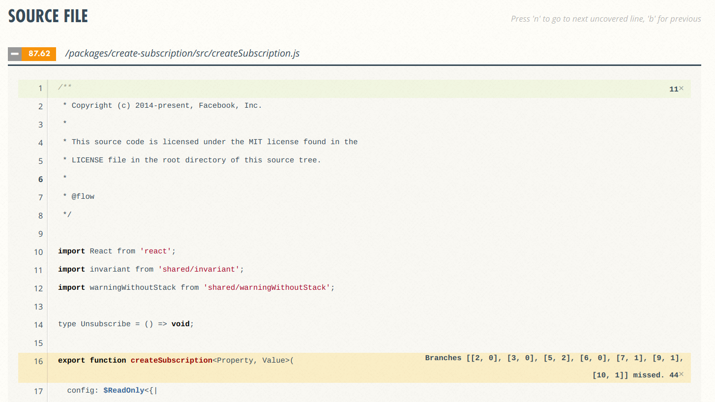 React Code Base Coverage Results Appear Incorrect · Issue 13496 · Facebookreact · Github