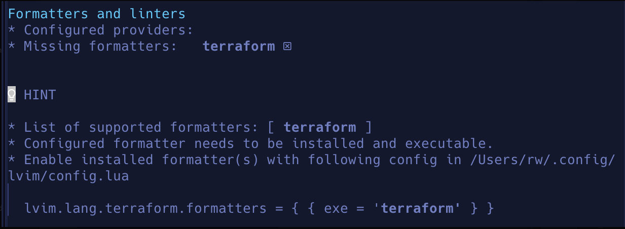 [Feature]: Support Terraform/HCL · Issue #1530 · LunarVim/LunarVim · GitHub