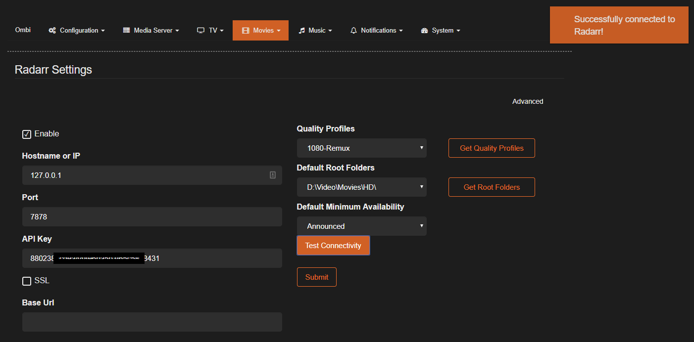 Radarr not sending requests to Radarr · Issue #2979 · Ombi-app/Ombi · GitHub