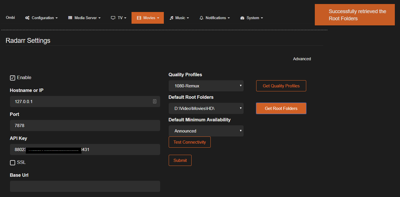 Radarr not sending requests to Radarr · Issue #2979 · Ombi-app/Ombi · GitHub